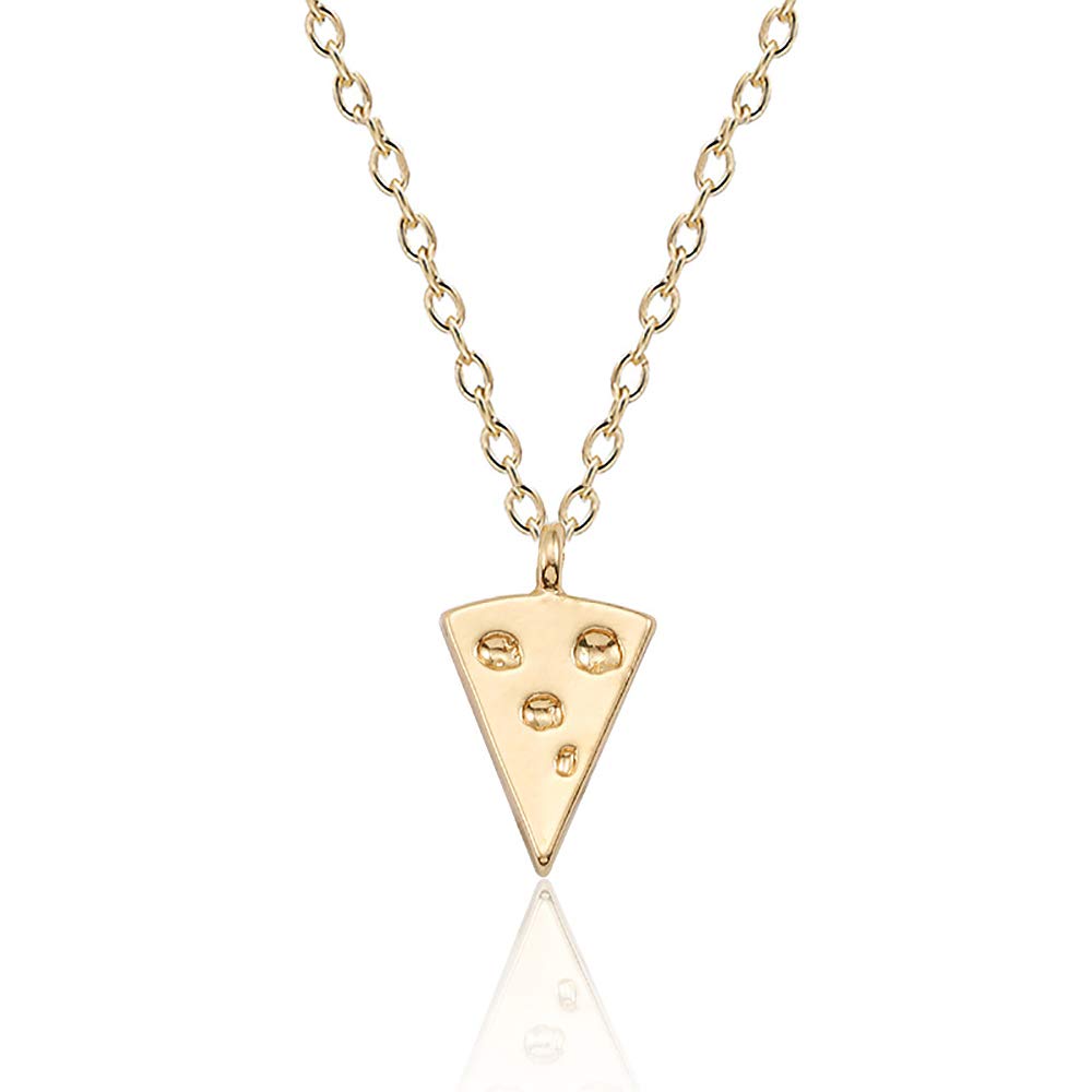 YOOESTORES82 YOOE Cute Geometric Triangle Cheese Pendant Necklace,Creative Pizza Stitching Chain Good Friend Soul Sister Necklace (Gold)