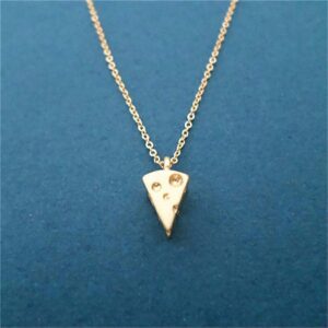 YOOESTORES82 YOOE Cute Geometric Triangle Cheese Pendant Necklace,Creative Pizza Stitching Chain Good Friend Soul Sister Necklace (Gold)