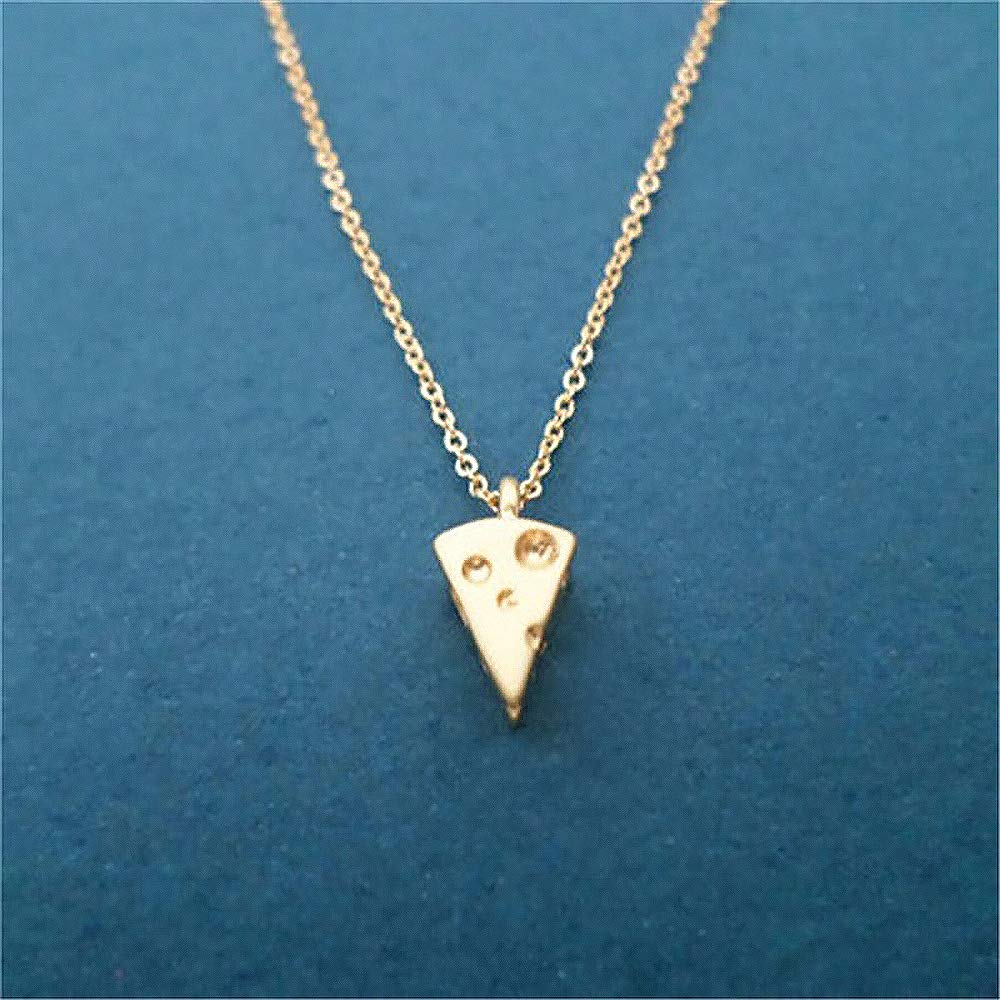 YOOESTORES82 YOOE Cute Geometric Triangle Cheese Pendant Necklace,Creative Pizza Stitching Chain Good Friend Soul Sister Necklace (Gold)