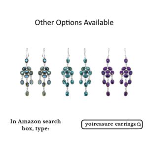 YoTreasure Blue Copper Turquoise 925 Sterling Silver Fishhook Chandelier Earrings Birthstone Fine Jewelry for Women