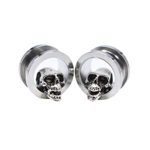 jiapeijia 8-24mm 2pcs 3d skull ear tunnels and plugs ear stretching expander piercing ear gauges stud earring (61/64''(24mm))