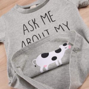 Baby Ask me About My moo Cow Shirt for Toddler Kids Baby Boys T-Shirt Cow Graphic Short Sleeve Summer Funny Tee Tops(Gray 1, 3-4T(110))