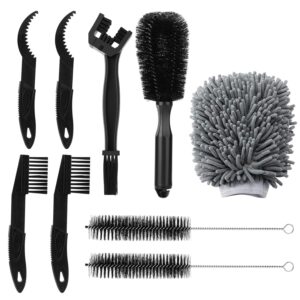 qkurt 9pcs bike cleaning tool set, bicycle clean brush kit for bike tire chain sprocket corner fit for motorcycle bikes