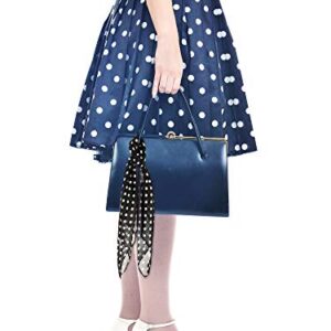 Boao 1950s Chiffon Scarf Polka Dot Retro Hair Tie 50s Sheer Square Neck Head Scarf Vintage Neckerchief for Women Girls (Black with White Dots)