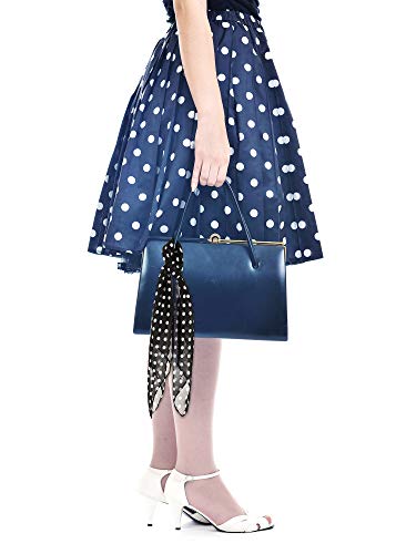 Boao 1950s Chiffon Scarf Polka Dot Retro Hair Tie 50s Sheer Square Neck Head Scarf Vintage Neckerchief for Women Girls (Black with White Dots)