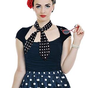 Boao 1950s Chiffon Scarf Polka Dot Retro Hair Tie 50s Sheer Square Neck Head Scarf Vintage Neckerchief for Women Girls (Black with White Dots)