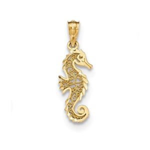 diamond jewelry ny 14k gold polished filigree seahorse pendant