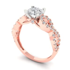 Clara Pucci 1.35 ct Round Cut Solitaire Moissanite Designer Anniversary Bridal Engagement Ring 14k Rose White Gold