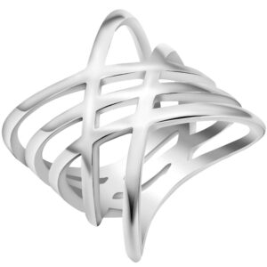 jude jewelers stainless steel waved braided plain wrap promise statement party ring (silver, 8)