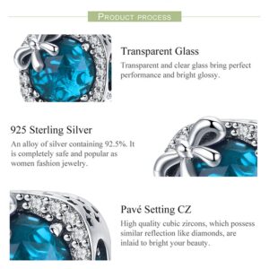 Birthstone Charm Fit for Pandora Charms Bracelet Bowknot Birthday Crystal Charms for Bracelet and Necklace