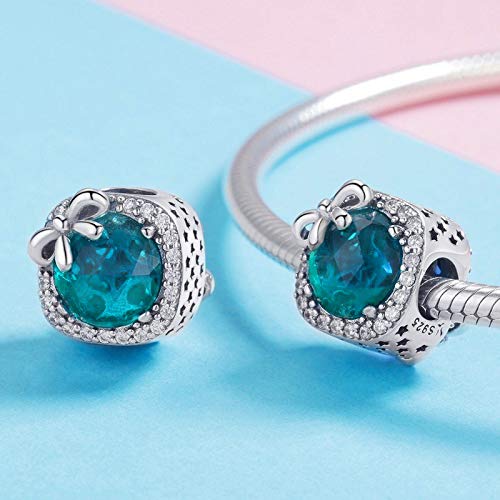 Birthstone Charm Fit for Pandora Charms Bracelet Bowknot Birthday Crystal Charms for Bracelet and Necklace