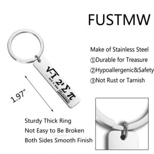 FUSTMW Math Gift I Ate Some Pie and It Was Delicious Keychain Funny Math Geek Gifts Math Teacher Gifts Math Student Gift Graduation Gift (silver)