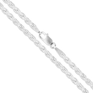 sterling silver diamond-cut rope chain 3mm solid 925 italy new necklace 22"