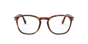 persol po3007vm square prescription eyewear frames, havana/demo lens, 52 mm