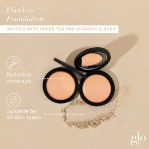 Glo Skin Beauty Pressed Base Powder Foundation Makeup (Beige) - Flawless Coverage for a Radiant Natural, Second-Skin Finish