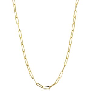 kooljewelry 14k yellow gold 3.2 mm polished capsule paperclip chain necklace (20 inch)