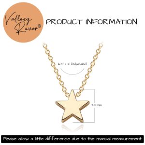 Valloey Rover Gold Star Necklace,Dainty 14K Gold Plated Sterling Silver Round Dot Tiny Heart Little Star CZ Choker Necklace Jewelry Gift for Women(NCK-Gold-star)