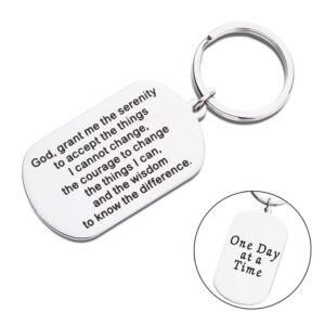 fleure esme encouragement gifts keychain for men women serenity prayer dog tag sobriety addiction recovery aa gifts inspirational gifts for him her birthday religious jewelry key chain