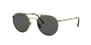 ray-ban rb8147 titanium round sunglasses, demi gloss antique gold/grey, 50 mm