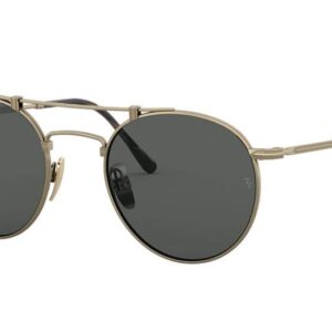 Ray-Ban Rb8147 Titanium Round Sunglasses, Demi Gloss Antique Gold/Grey, 50 mm