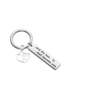 myospark wedding gift and the two shall become one christian keychain bridal shower engagement gift for newlywed bride groom (and the two shall become one keychain)