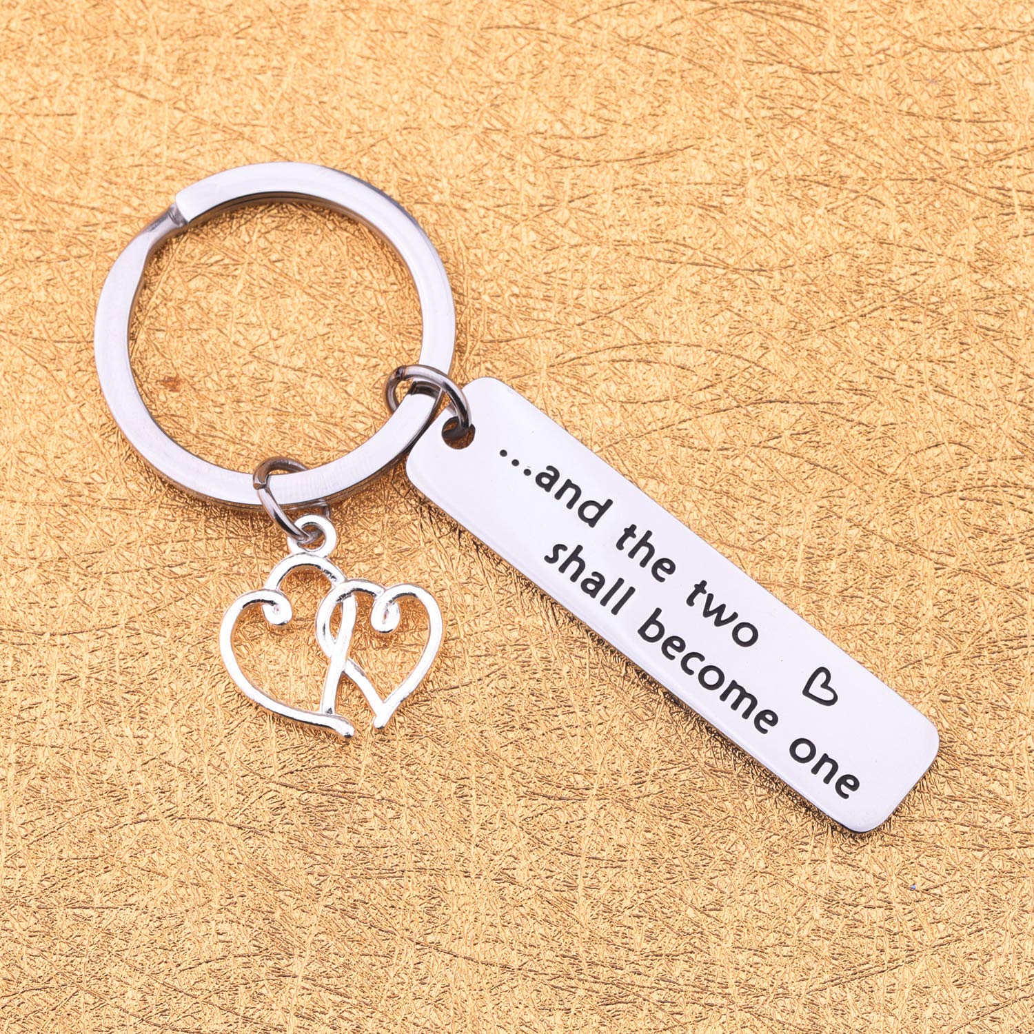 MYOSPARK Wedding Gift And The Two Shall Become One Christian Keychain Bridal Shower Engagement Gift For Newlywed Bride Groom (And The Two Shall Become One Keychain)