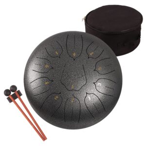 lomuty steel tongue drum - percussion instrument -handpan drum with bag, music book, mallets, finger picks