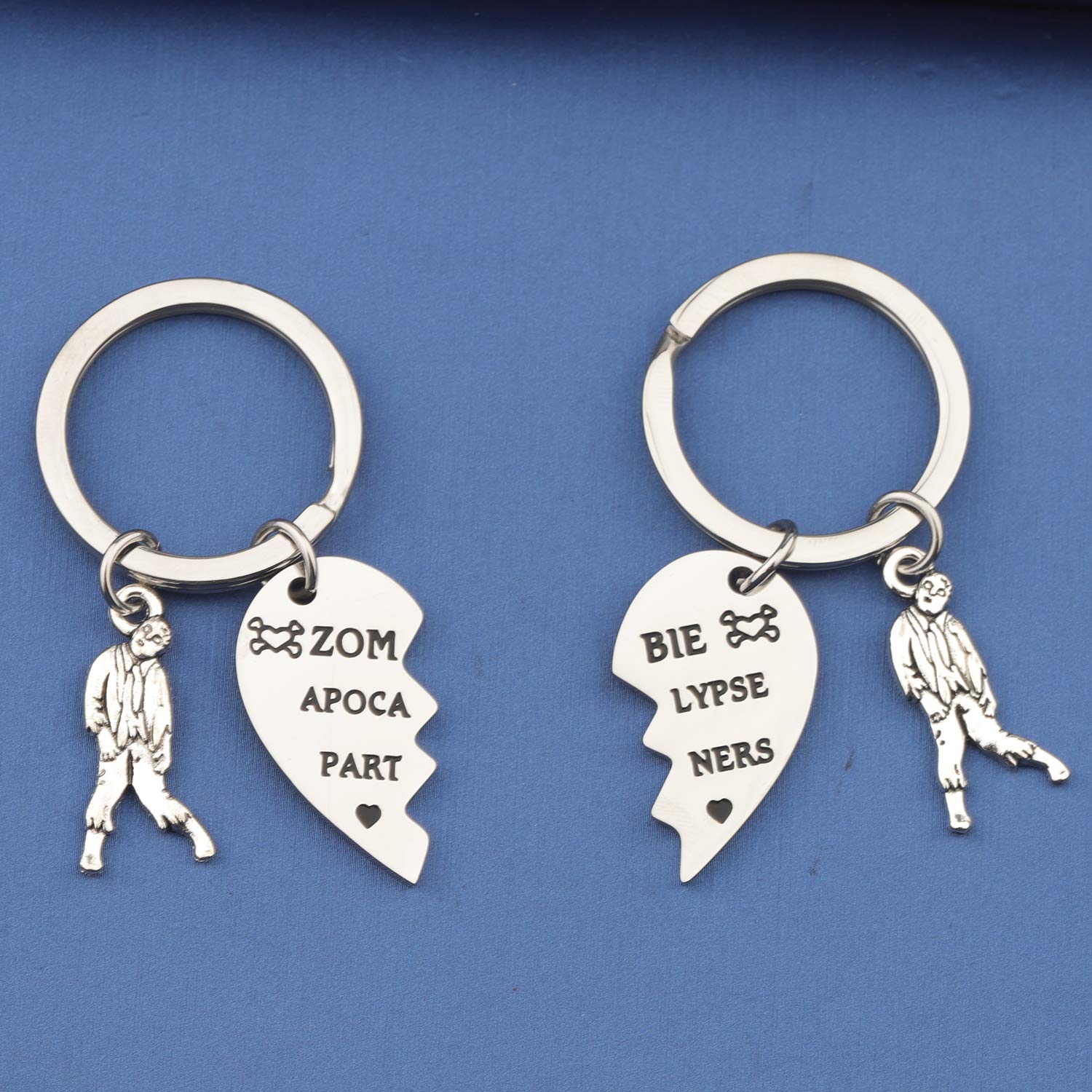 MYOSPARK Zom-bie Apocalypse Partners Broken Heart Keychain Set Walking Dead Gift For BFF Best Friends Partners (Zom-bie Apocalypse Partners Keychain Set)