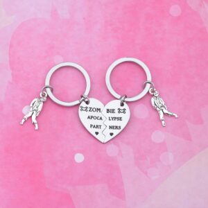 MYOSPARK Zom-bie Apocalypse Partners Broken Heart Keychain Set Walking Dead Gift For BFF Best Friends Partners (Zom-bie Apocalypse Partners Keychain Set)