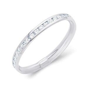 wellingsale 14k white gold polished channel set eternity wedding ring band