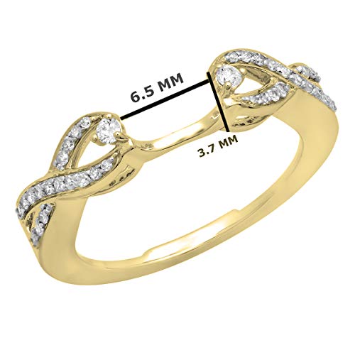 Dazzlingrock Collection 0.23 Carat (ctw) 14K Round White Diamond Ladies Wedding Band Enhancer Guard Ring 1/4 CT, Yellow Gold, Size 6