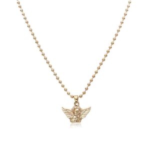 yooestores82 angel necklace cherub necklace for women,angel wings pendant necklace,cupid guardian y2k aesthetic necklace (gold)