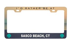 r and r imports sasco beach connecticut sea shell design souvenir metal license plate frame