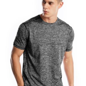 Zengjo Mens Workout Shirts(L,Marled Charcoal)