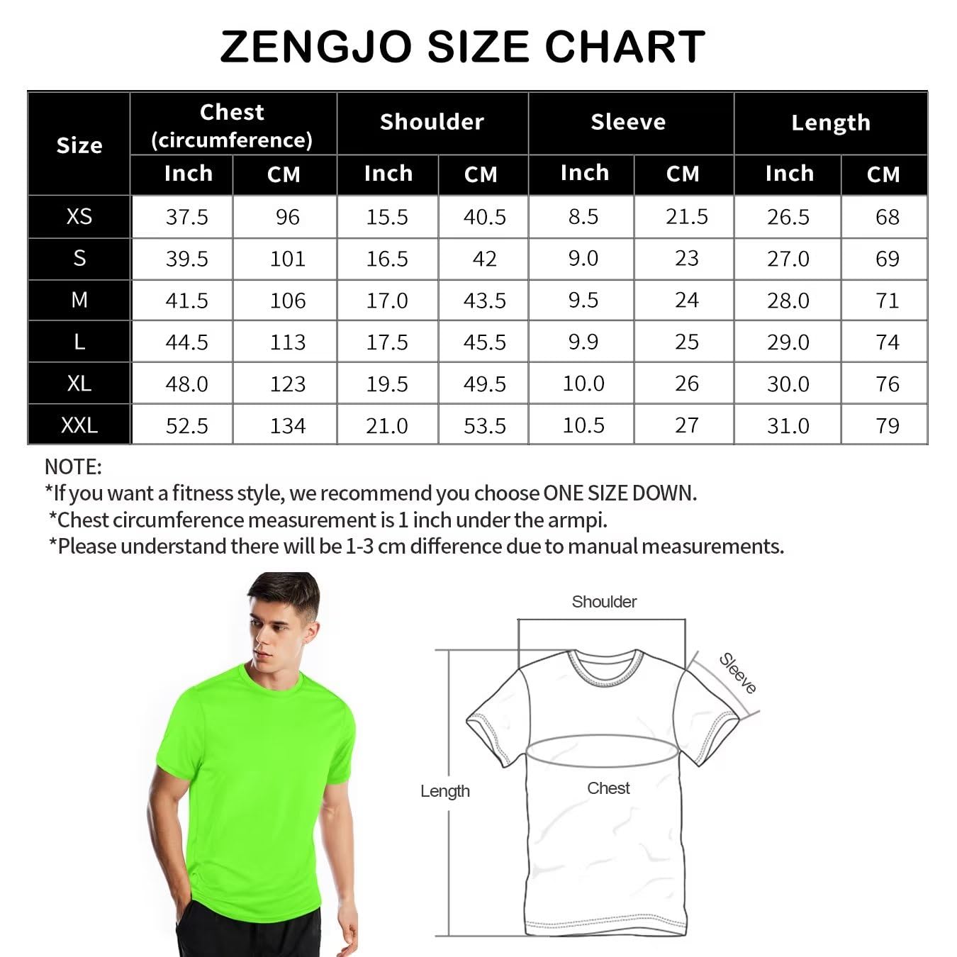 Zengjo Mens Workout Shirts(L,Marled Charcoal)