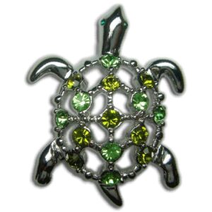 crystal green sea turtle brooch pin pendant made with swarovski elements (green)