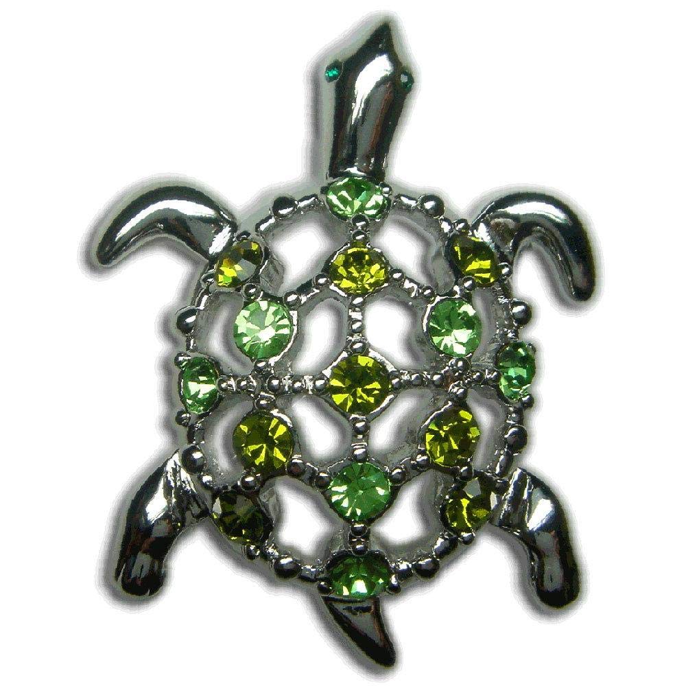 Crystal Green SEA Turtle Brooch PIN Pendant Made with Swarovski Elements (Green)