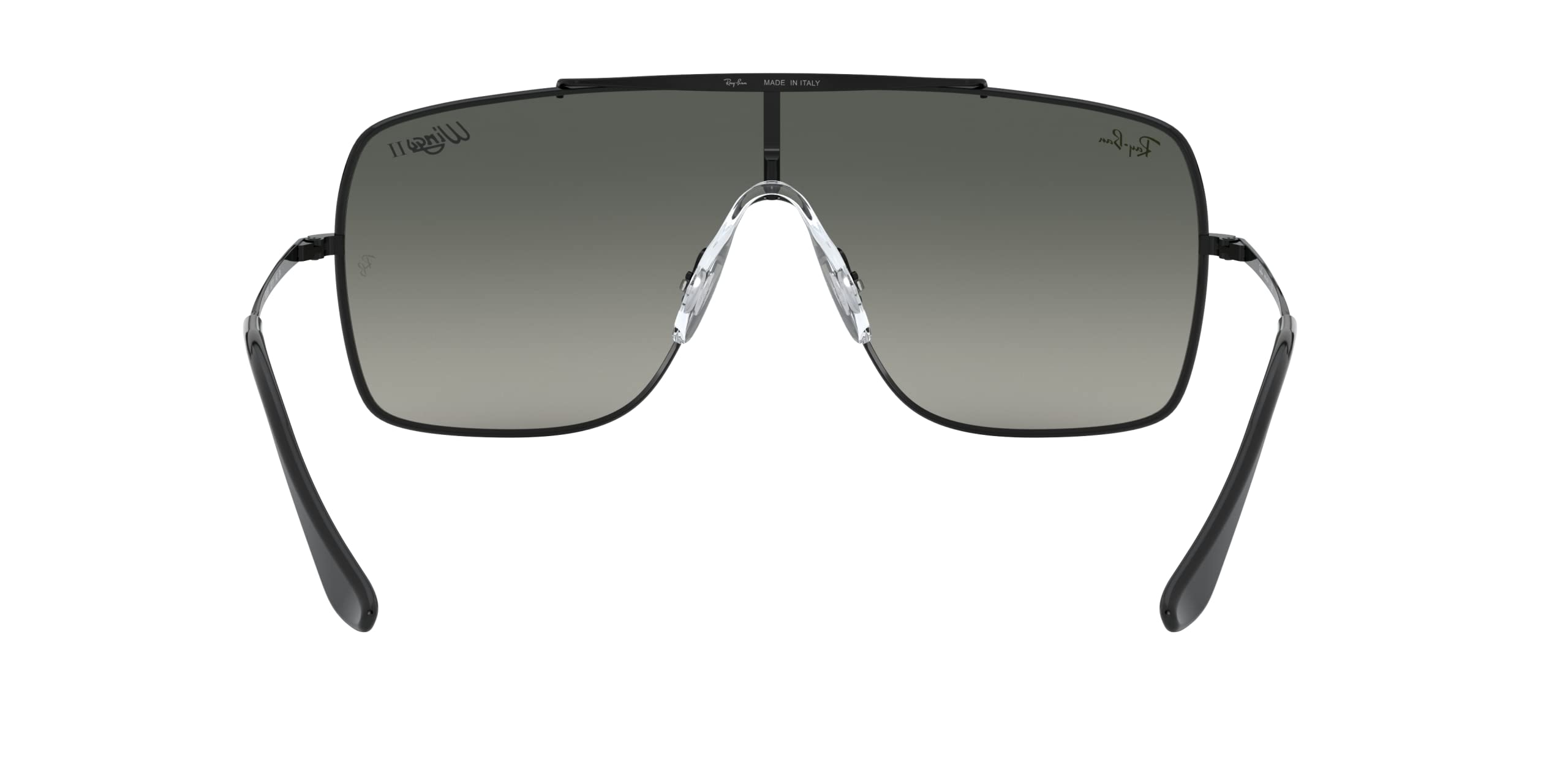 Ray-Ban RB3697 Wings II Square Sunglasses, Black/Grey Gradient Dark Grey, 35 mm