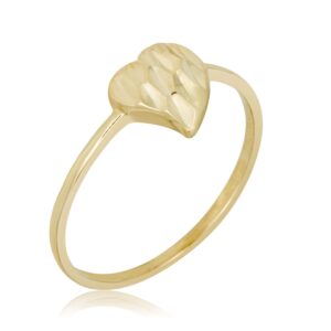 avora 10k yellow gold diamond-cut heart fashion ring - size 8