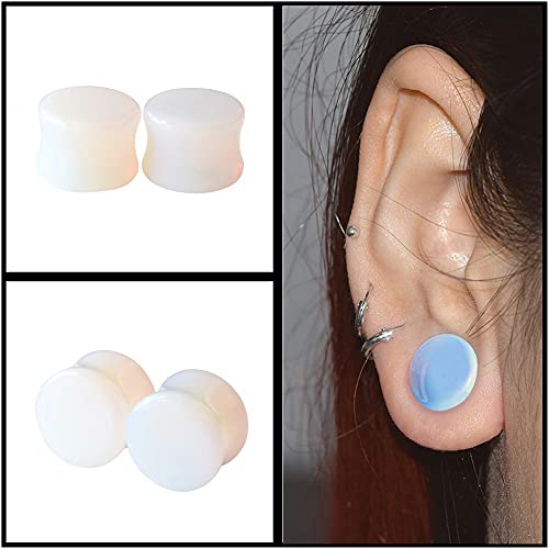 Qmcandy 10 Pairs Stone Ear Plugs Double Flare Saddle Stretching Gauges Expander 2G-5/8 (00g(10mm))