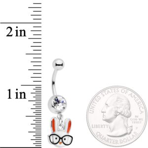 Body Candy 14G 316L Stainless Steel Navel Ring Piercing Nerdy Bunny Rabbit Dangle Belly Button Ring 7/16"