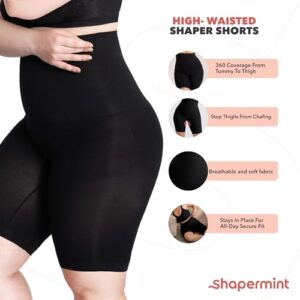 SHAPERMINT High Waisted Body Shaper Shorts - Shapewear for Women Tummy Control Small to Plus-Size. Black Small