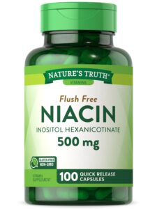 nature's truth flush free niacin | 500mg | 100 capsules | non-gmo & gluten free supplement