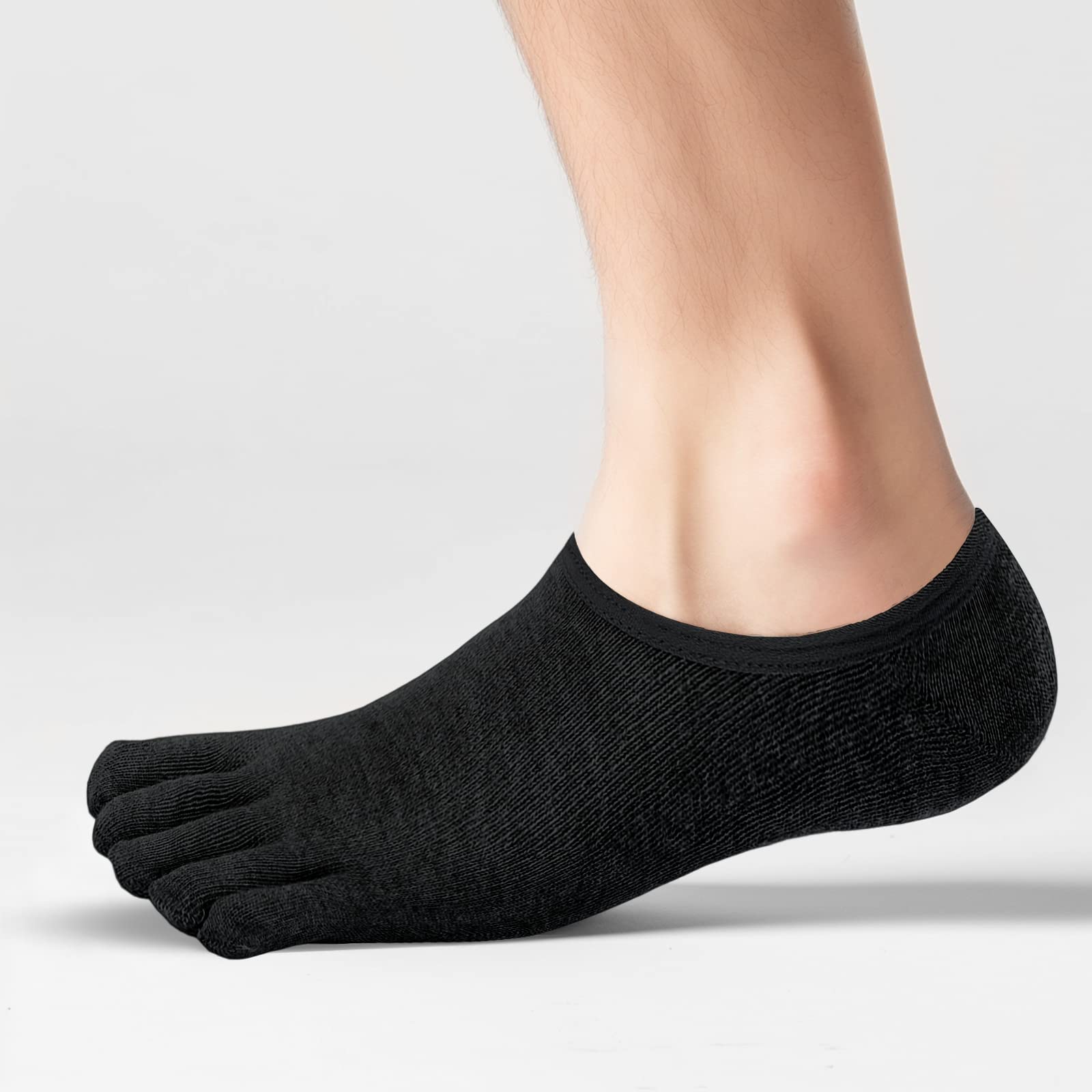 Hellomamma Toe Socks for Men No Show Running Five Finger Socks Invisible Low Cut Boat Loafer Socks