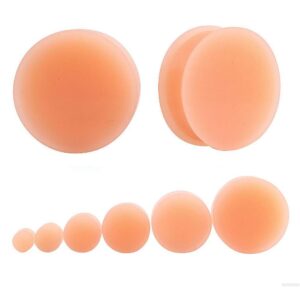 pair of flesh skin colored plugs hiding hide hider retainer silicone ear gauges body piercing jewelry (00g(10mm))