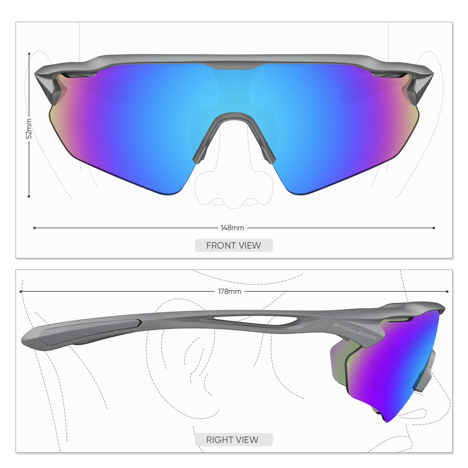 Sports Sunglasses Bike Cycling Sunglasses for Men Women with 5 Interchangeable Lens,Polarized Sunglasses with Anti-Uv400 for Driving Fishing Golf