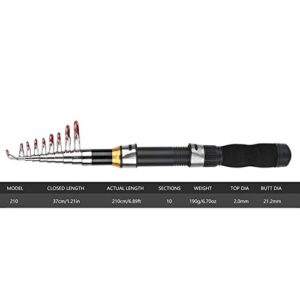 Fishing Rod Portable Small Short Sea Pole Mini Sea Fishing Tools Telescopic Fishing Rod for Travel Seawater Freshwater Bass Trout Fishing(1.2m)