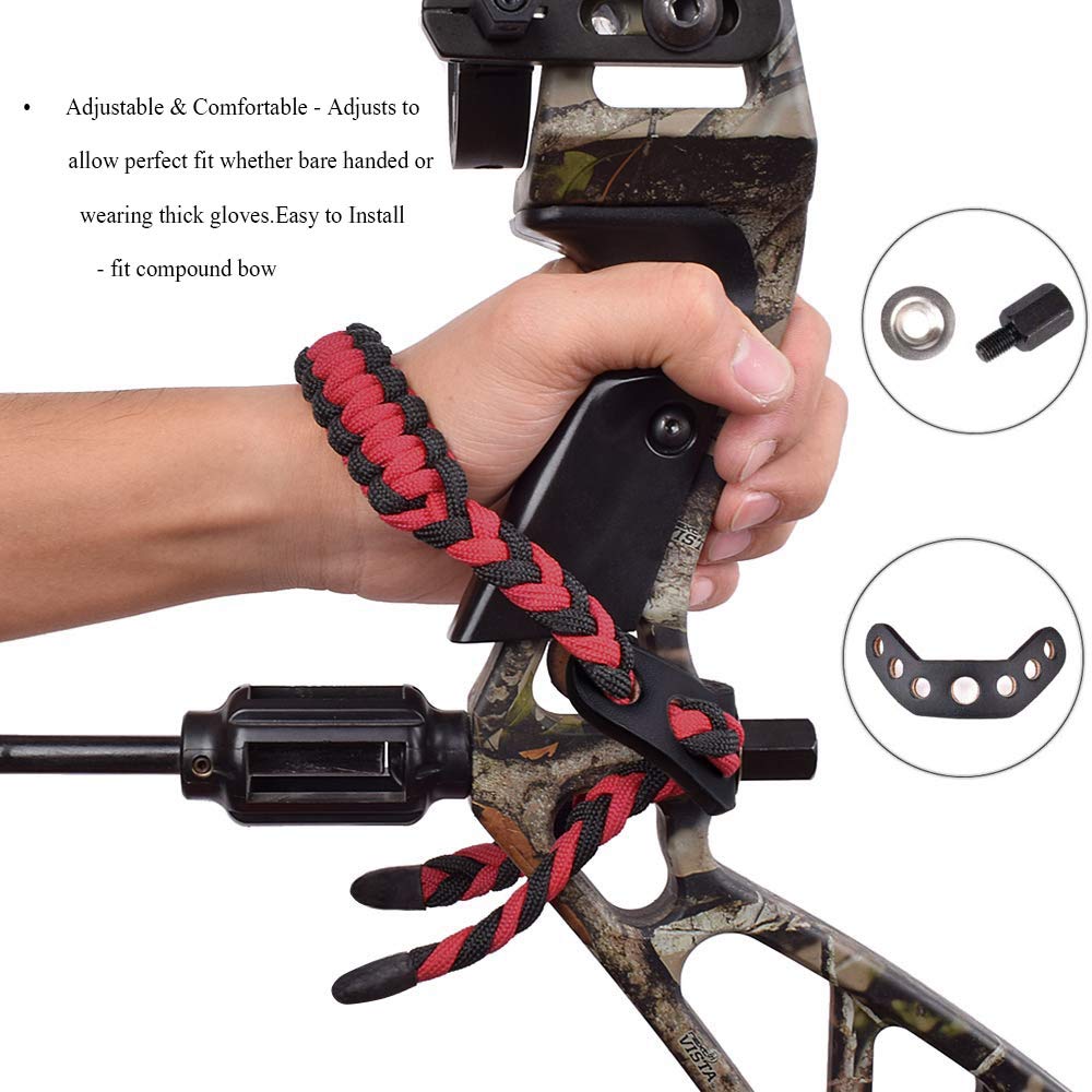 Bow Wrist Sling - Multi Functional Survival Compound Bow & Traditional Bow Wrist Sling for Hunting & Shooting - Easy Adjustable and Successive Length -2 Color