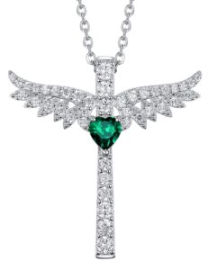 re besta birthday gifts for wife women may birthstone emerald necklace wife mom angel wings sterling silver love heart jewelry for her