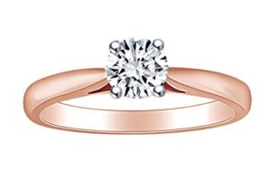 affy 1/2 carat round shape white natural diamond solitaire engagement wedding ring 14k solid rose gold (0.50 cttw) ring size-8.5